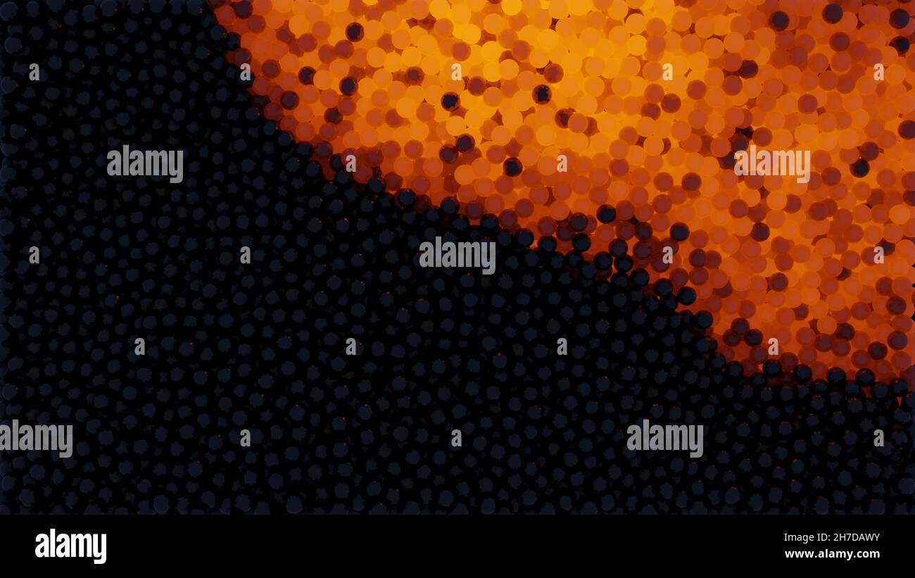 Dark black and bright orange particles. 3D illustration Stock Photo - Alamy