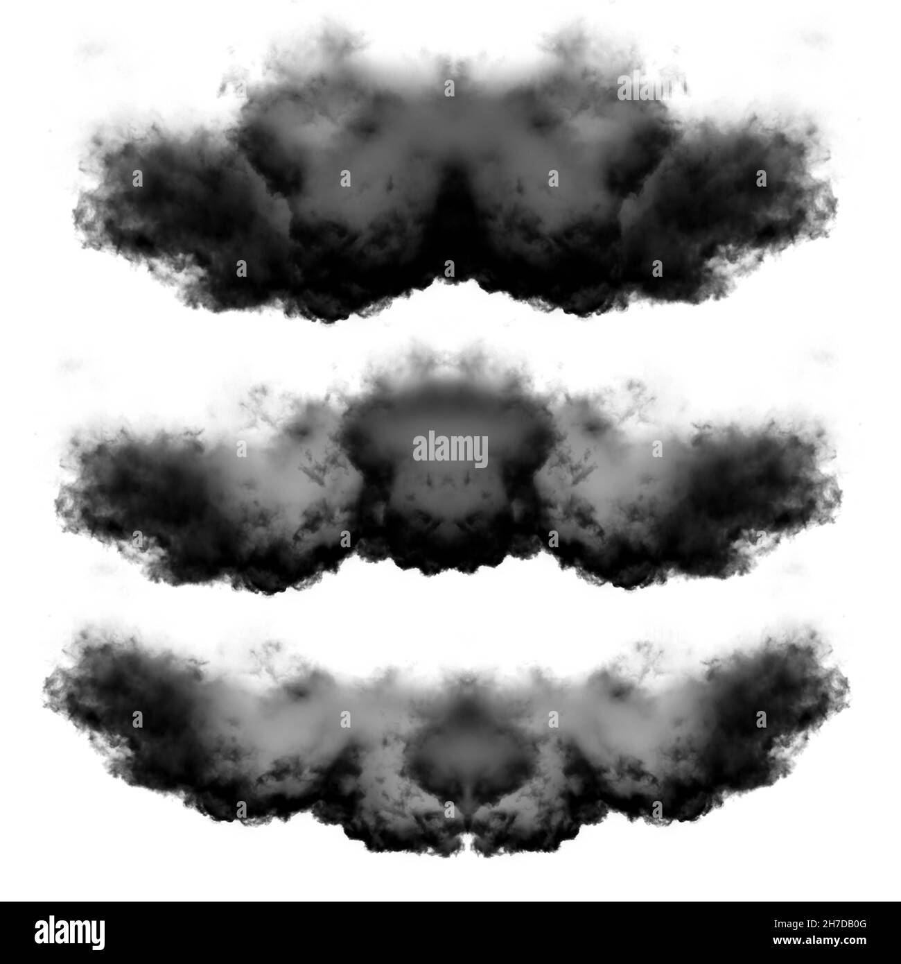 Symmetrical clouds shaped isolated over black background, illustration ...