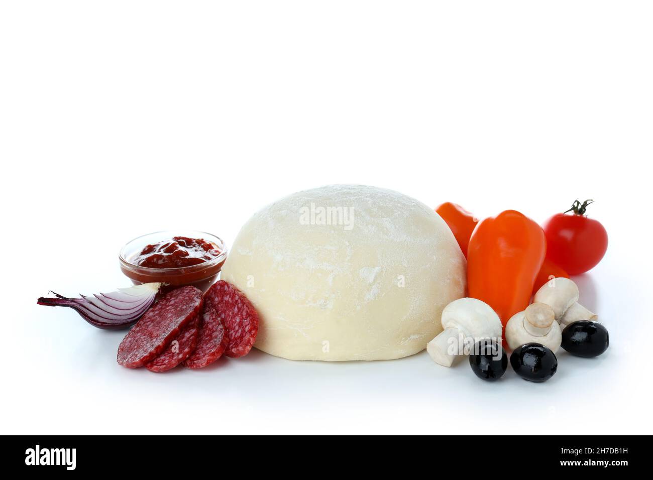 Concept of cooking pizza isolated on white background Stock Photo - Alamy