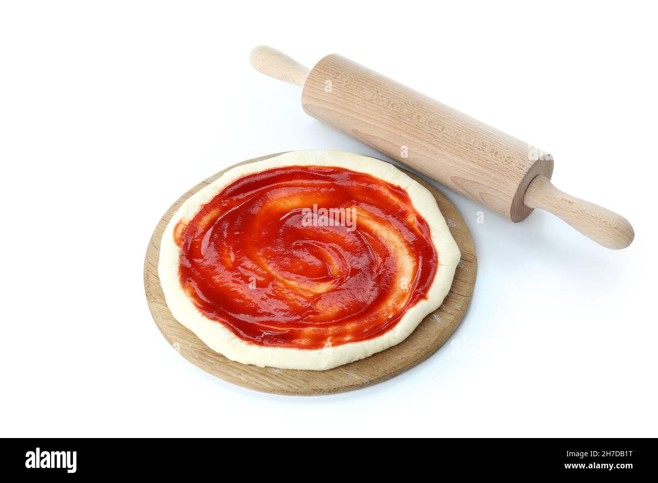 Concept of cooking pizza isolated on white background Stock Photo - Alamy