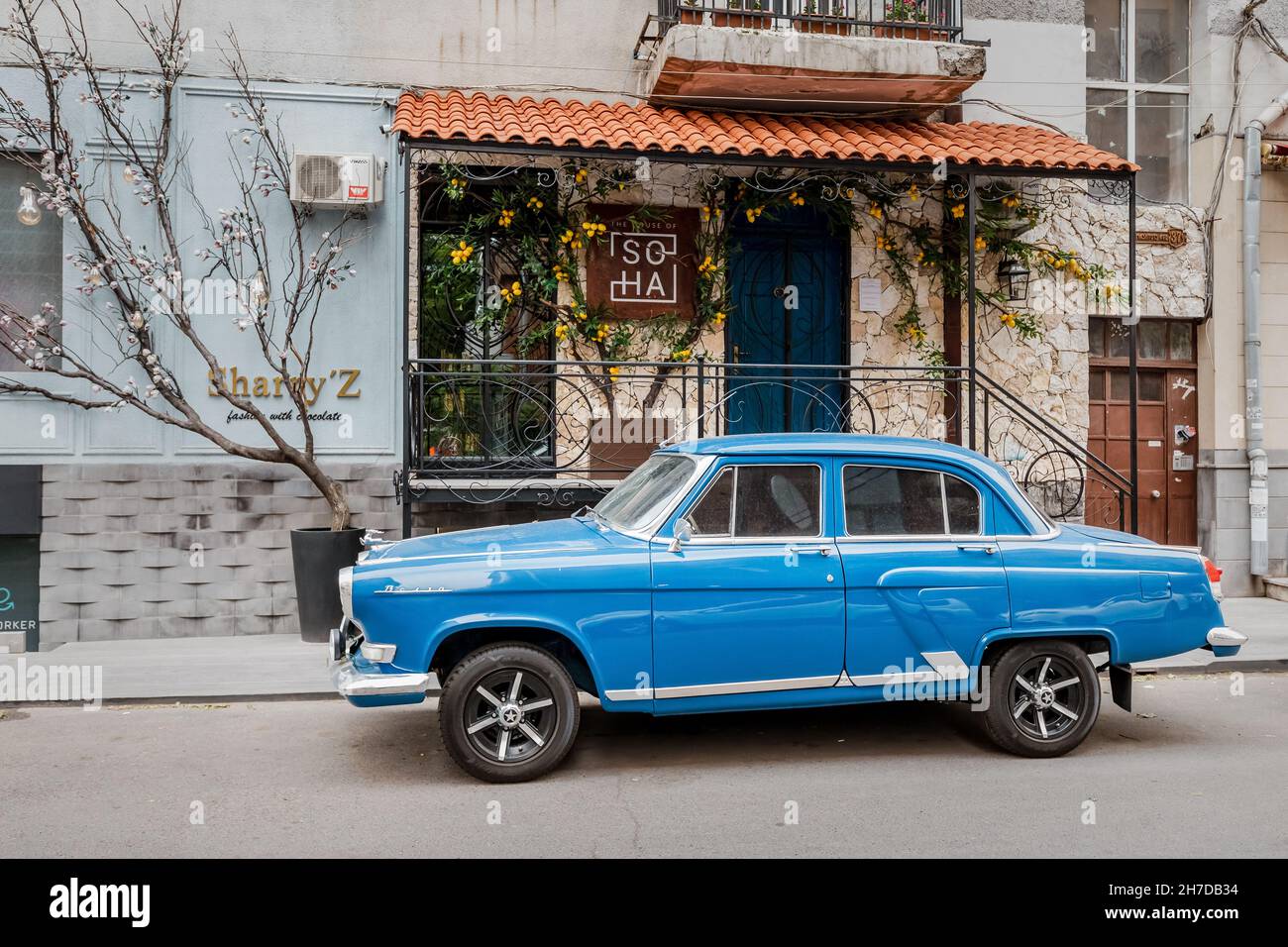24 May 2021, Yerevan, Armenia: Vintage restored Soviet retro Volga car ...