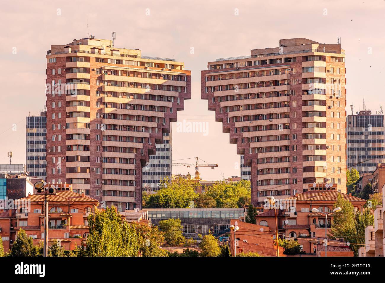 unusual architecture of a residential building in Yerevan with a modern ...