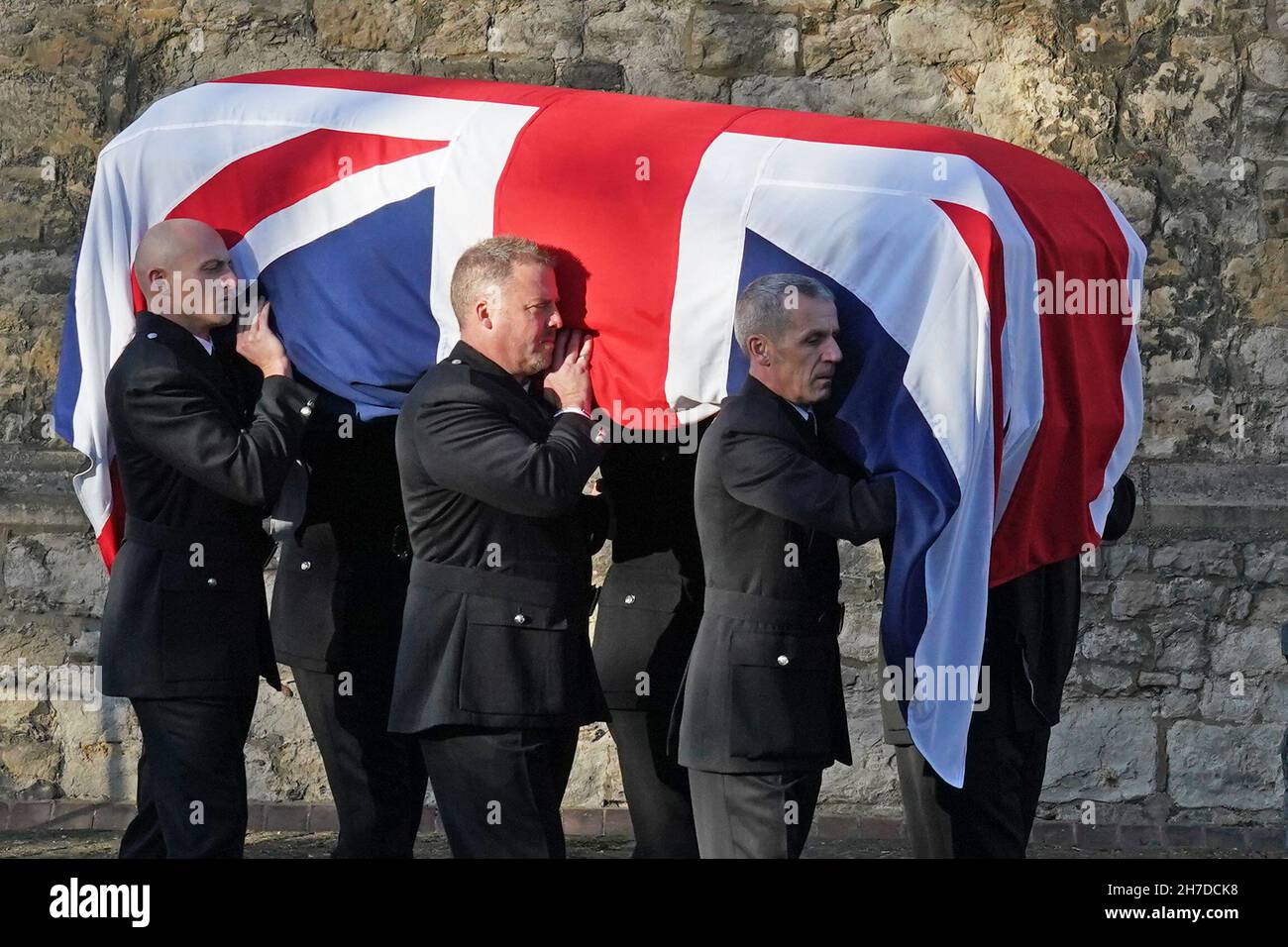 Pall bearers carry the coffin of Sir David Amess out of St Mary's ...