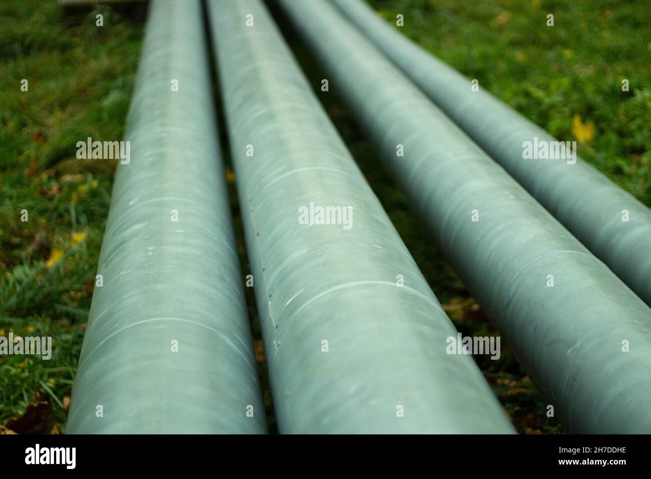 Heating mains in the city. Heating pipes on the surface. Details of ...