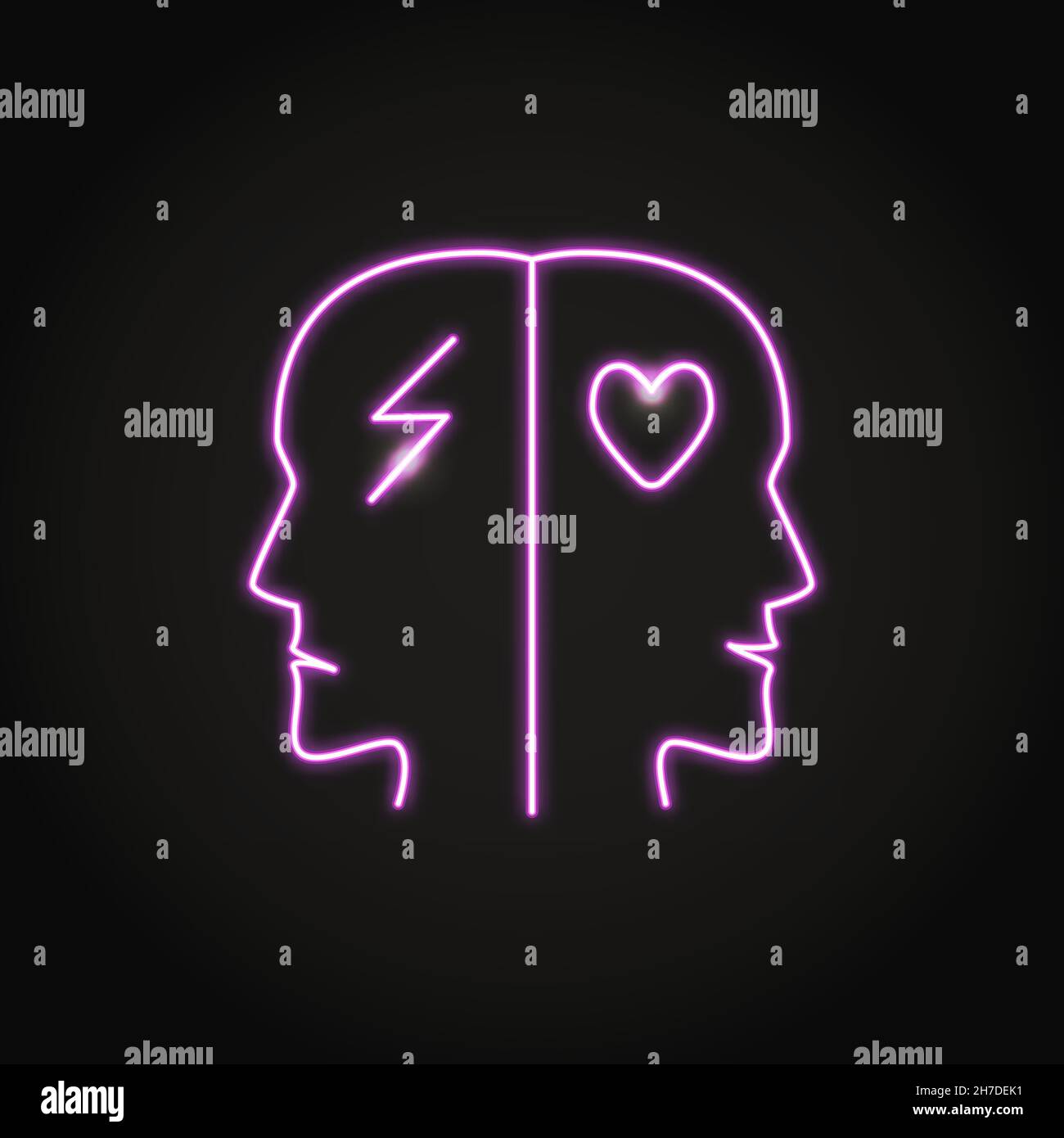 Neon borderline personality icon in line style. Mental disorder symbol ...