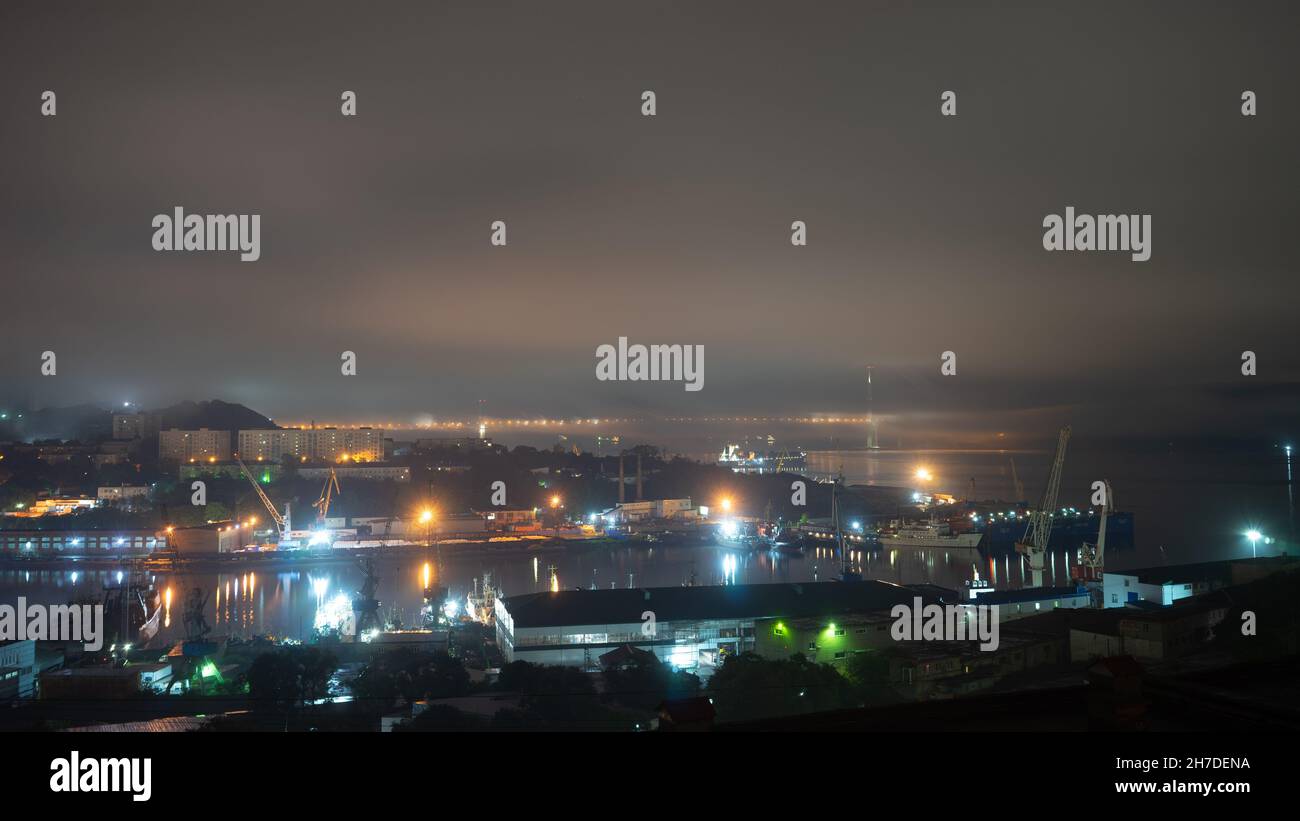 Night landscape of Vladivostok city landscape. Russia Stock Photo - Alamy