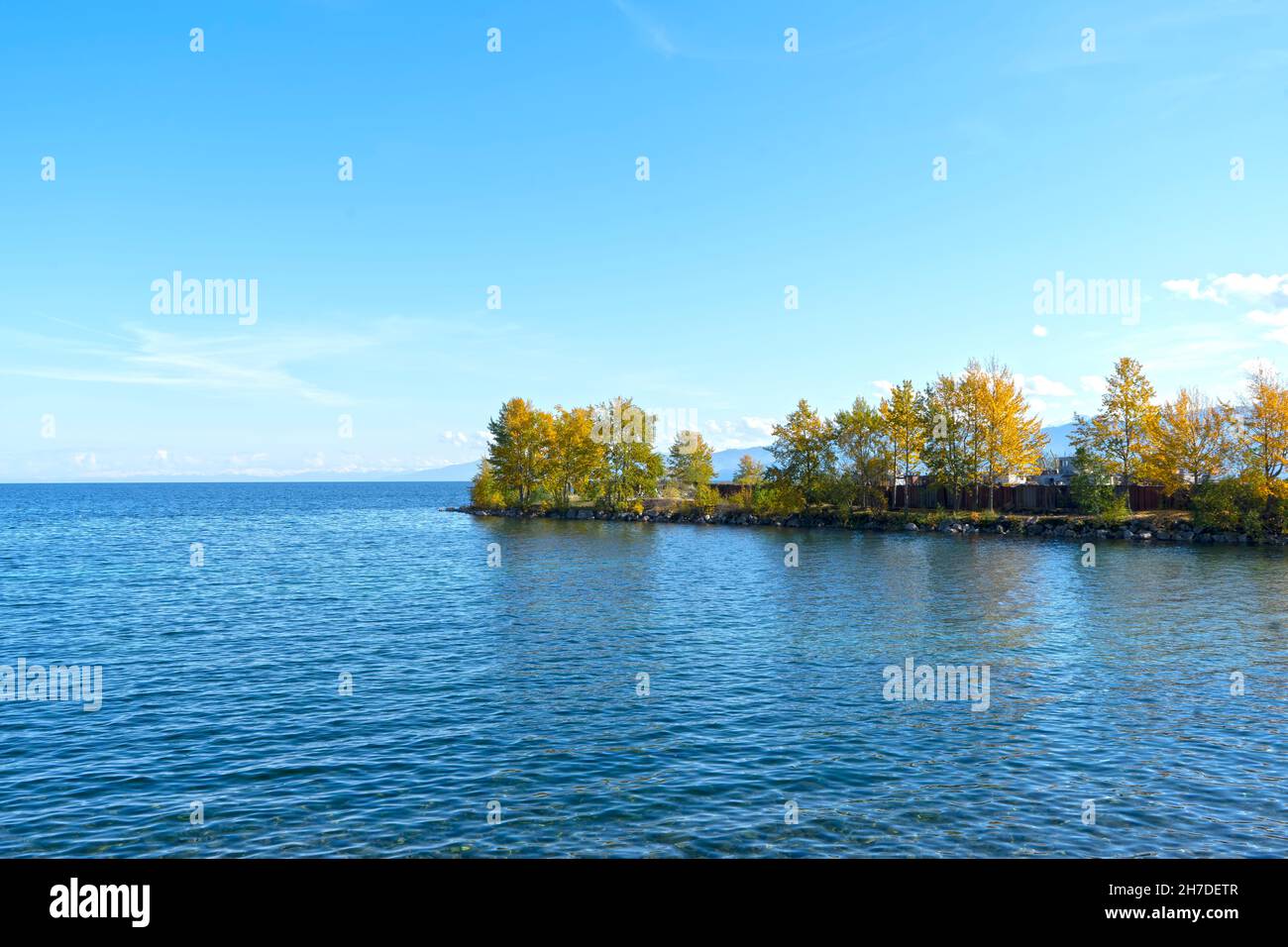 Natural landscape with a view of Lake Baikal. Slyudyanka, Russia Stock ...