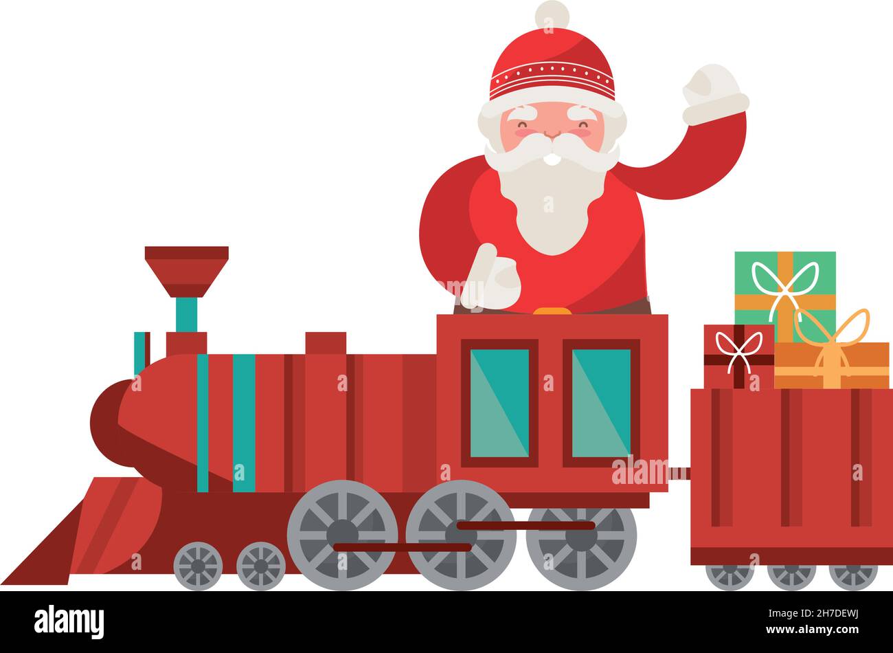 santa claus in train Stock Vector Image & Art - Alamy
