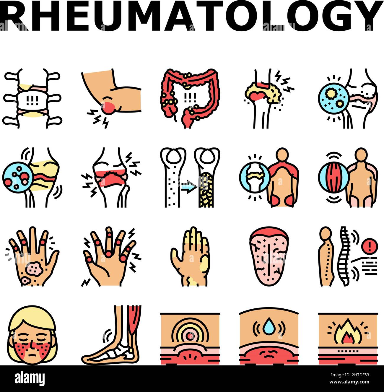 Rheumatology Disease Problem Icons Set Vector Stock Vector Image & Art ...