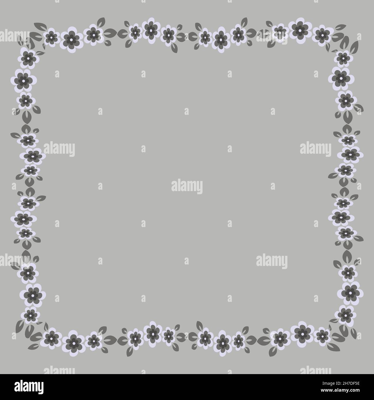 Frame of flowers on a square background stylized flowers and leaves ...
