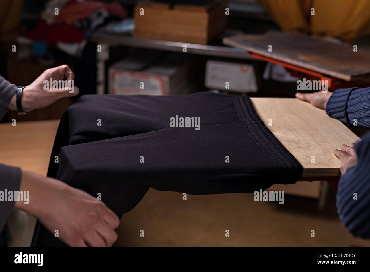 printing on pants by silk screen. printing images on clothes in a ...