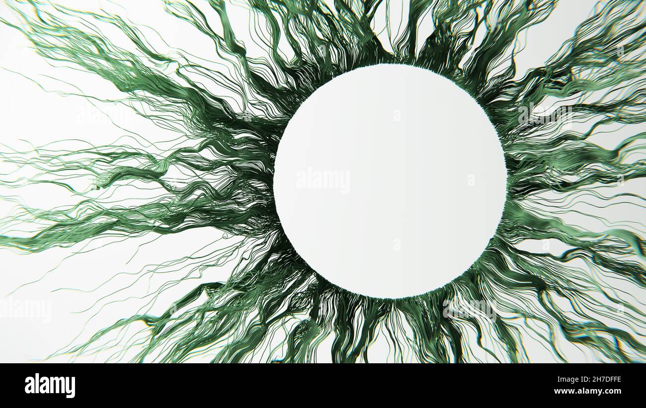 Multiple wavy green curly threads. 3D illustration Stock Photo - Alamy