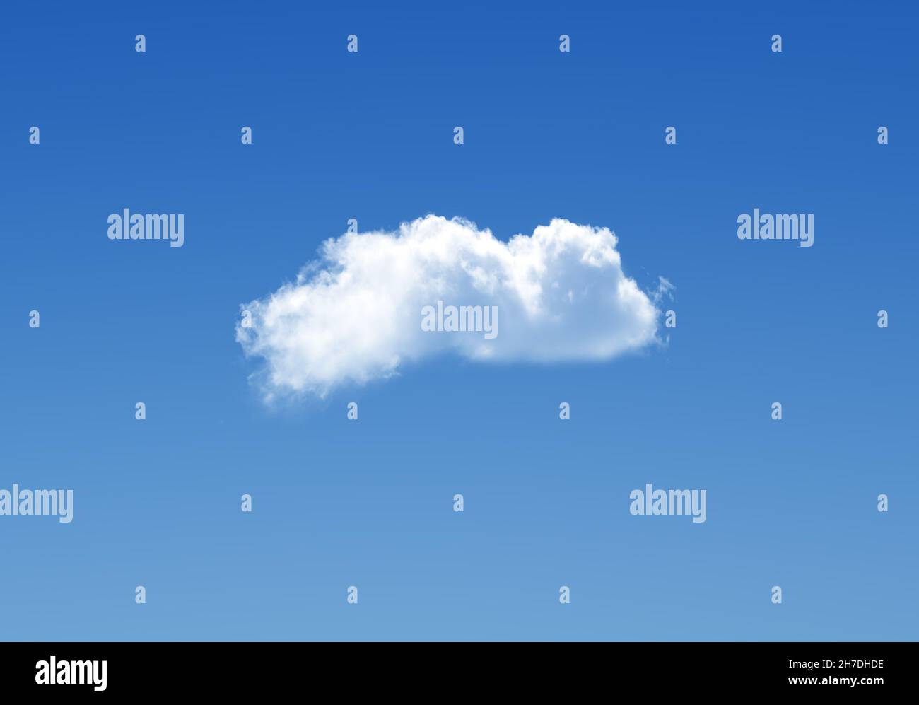 Single cloud isolated over deep blue gradient sky, realistic cloud 3D ...
