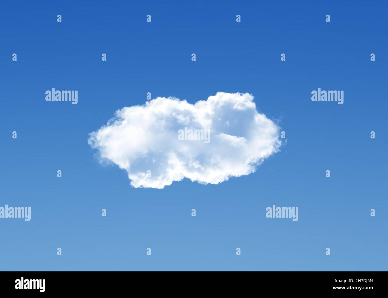 Single cloud isolated over deep blue gradient sky, realistic cloud 3D ...