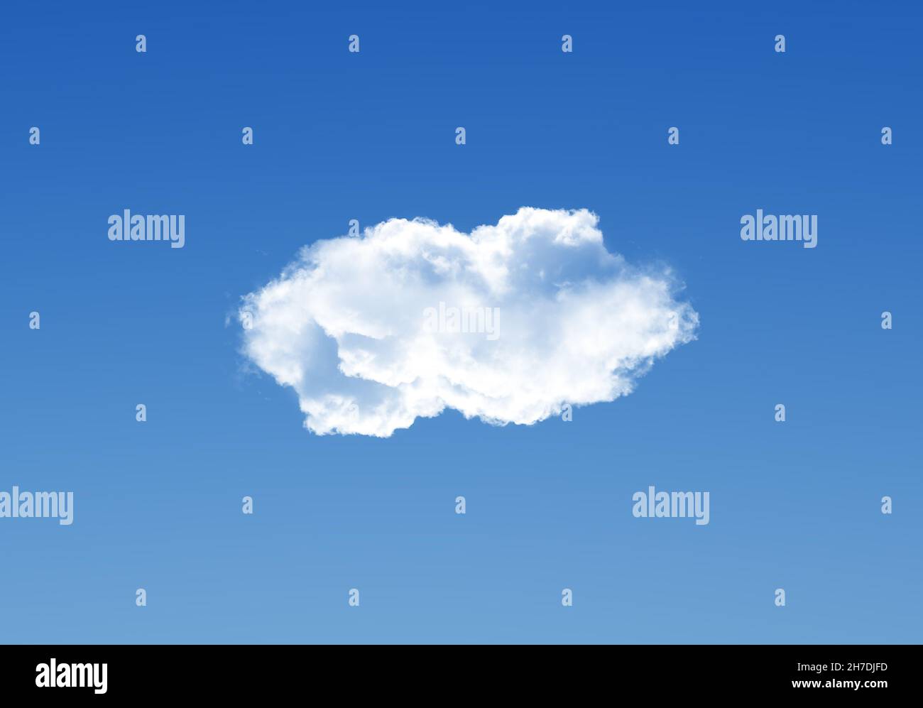 Single cloud isolated over deep blue gradient sky, realistic cloud 3D ...