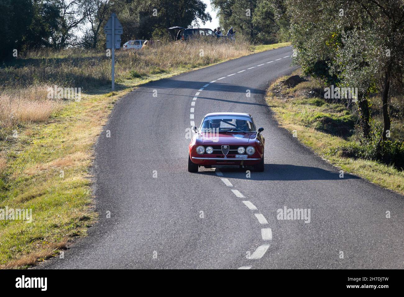 Alfa Romeo 1750 GT taking part in the timed section of the Rally Costa ...