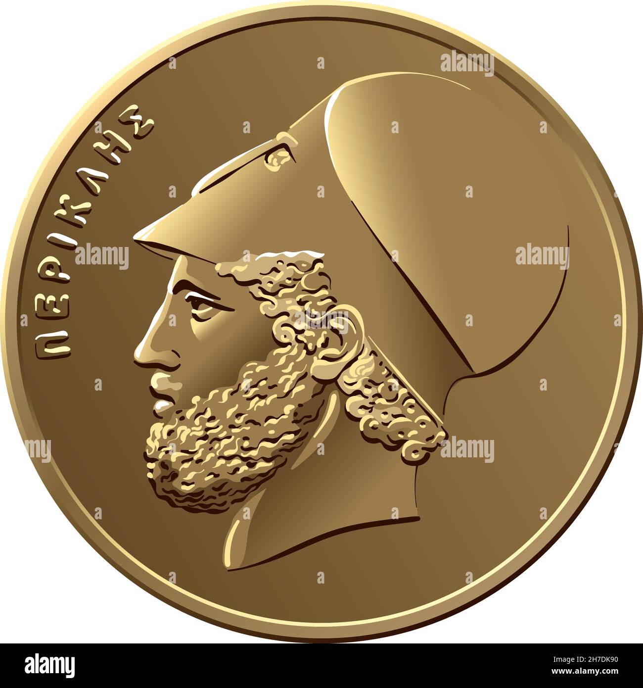 vector Greek money, reverse of 20 drachmas coin with Pericles profile ...