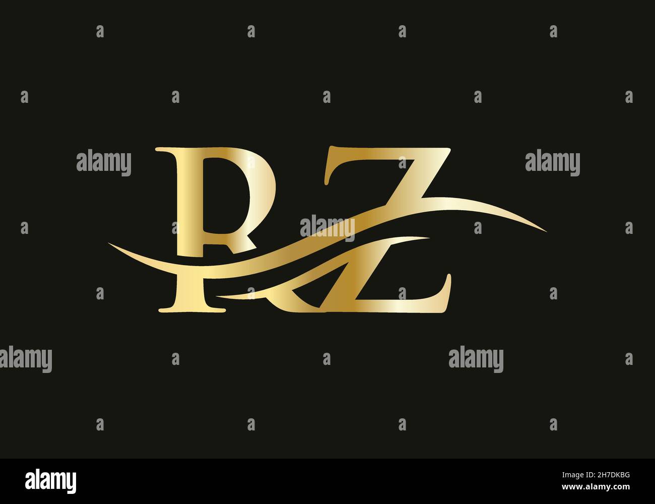 RZ Logo design vector. Swoosh letter RZ logo design. Initial RZ letter ...