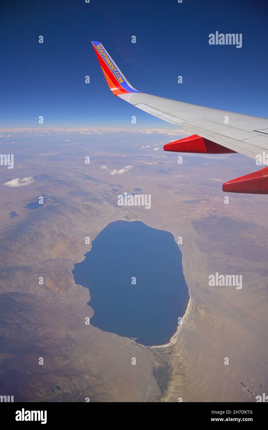 Above scenic Lake Tahoe, California / Nevada stateline (aerial Stock ...