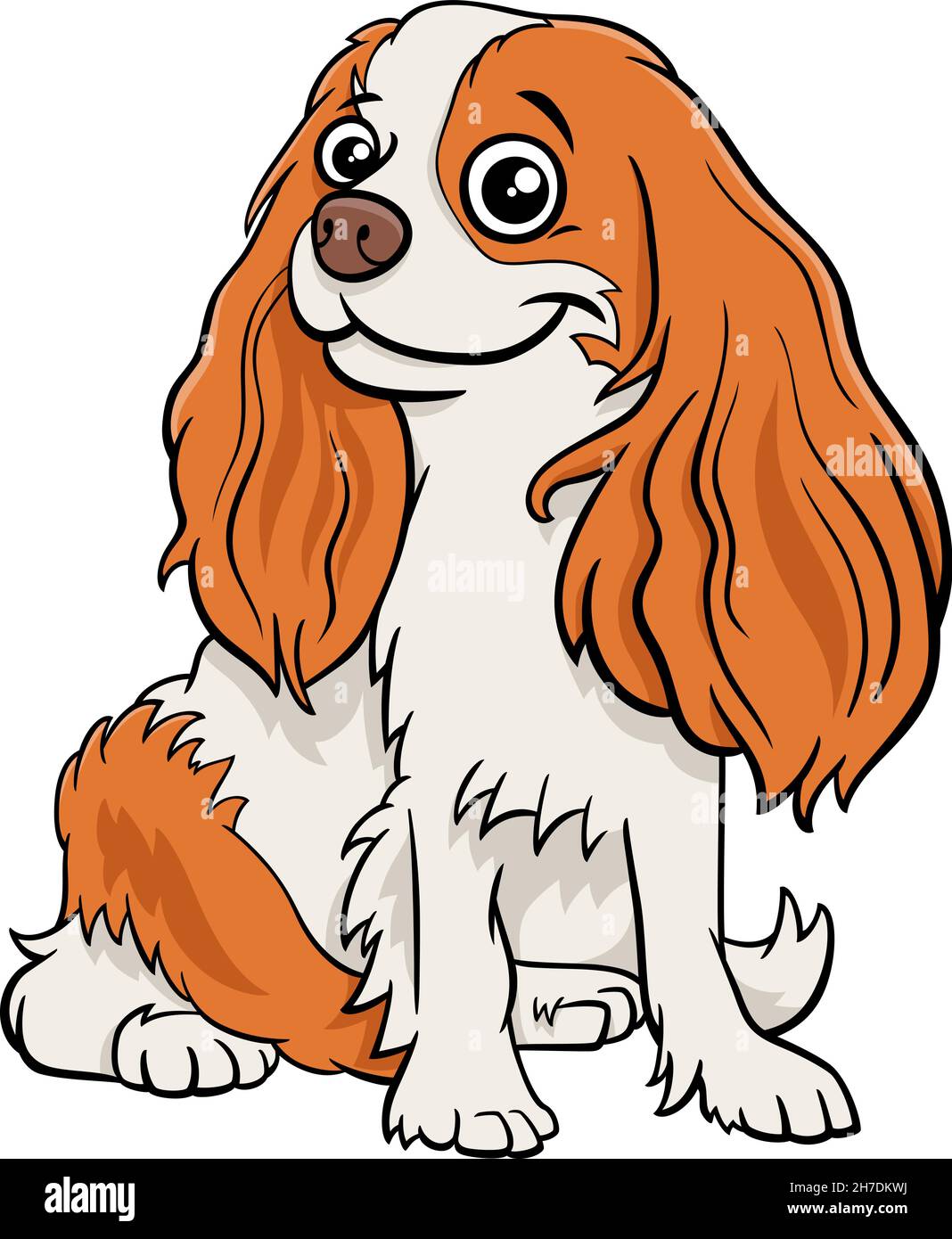 Cartoon illustration of Cavalier King Charles Spaniel purebred dog ...