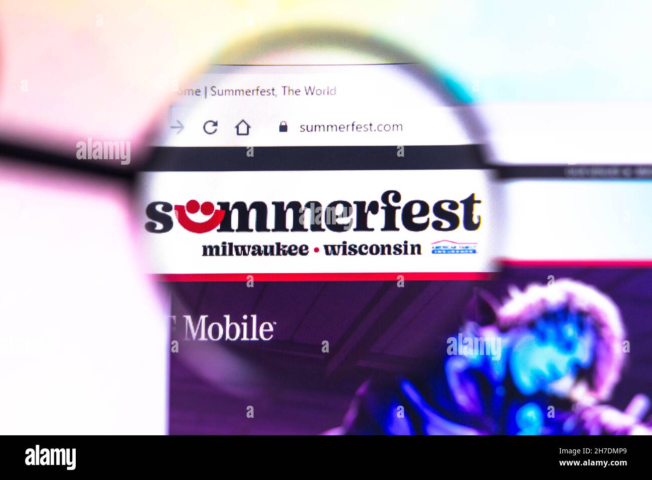 In this photo illustration, a Summerfest logo seen displayed on a ...
