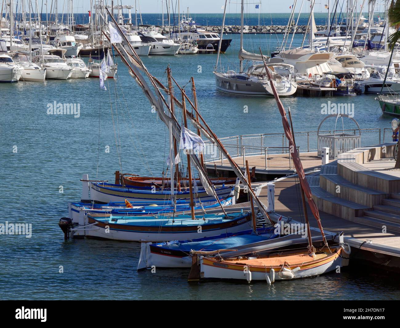 traditional lateen rigged boats at Port Fréjus ,Frejús, Var department ...