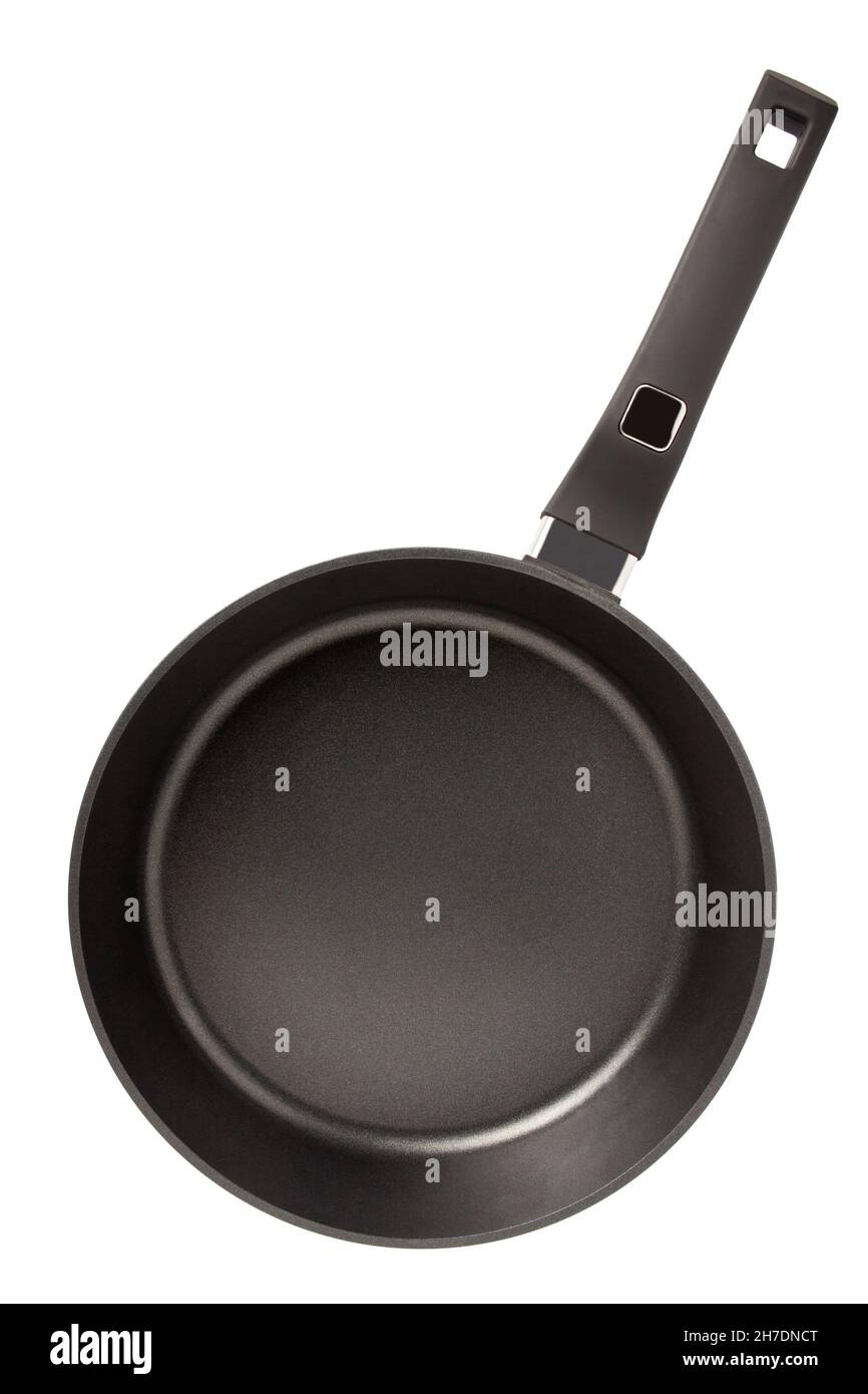 Empty frying pan with non-stick coating isolated on white background ...