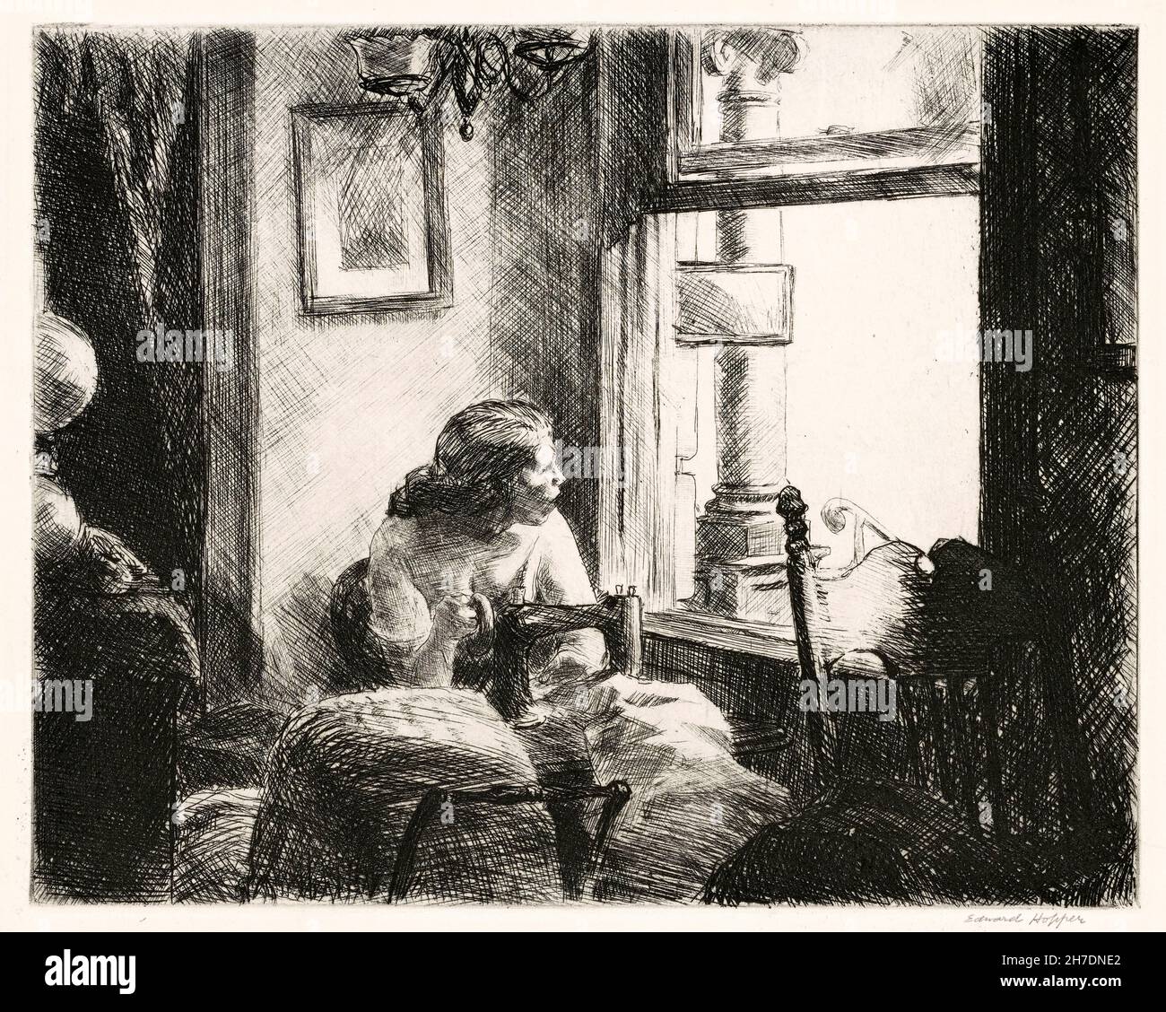 Edward Hopper, etching, East Side Interior, 1922 Stock Photo - Alamy