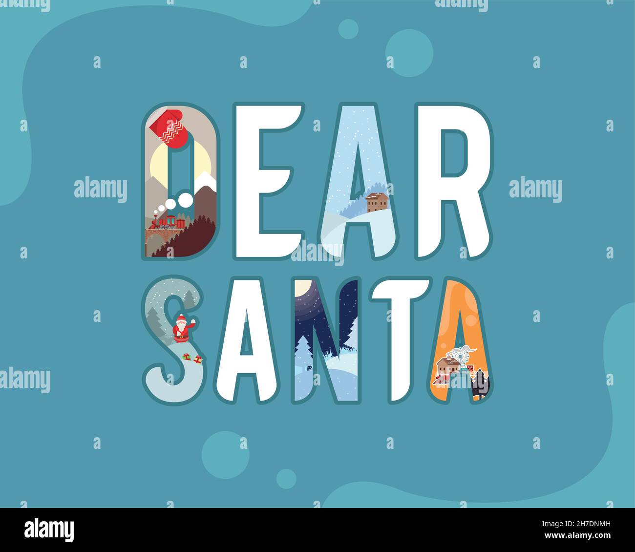 dear santa lettering postcard Stock Vector Image & Art - Alamy