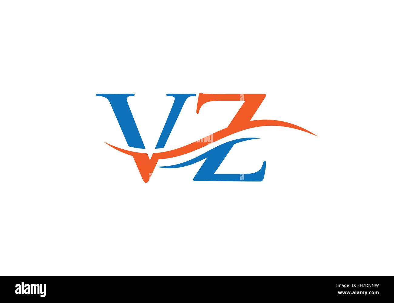 VZ Logo design vector. Swoosh letter VZ logo design. Initial VZ letter ...