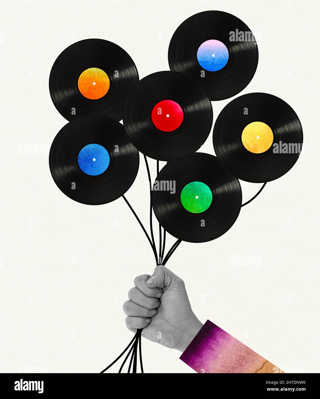 Contemporary art collage, modern design. Retro style. Composition with ...