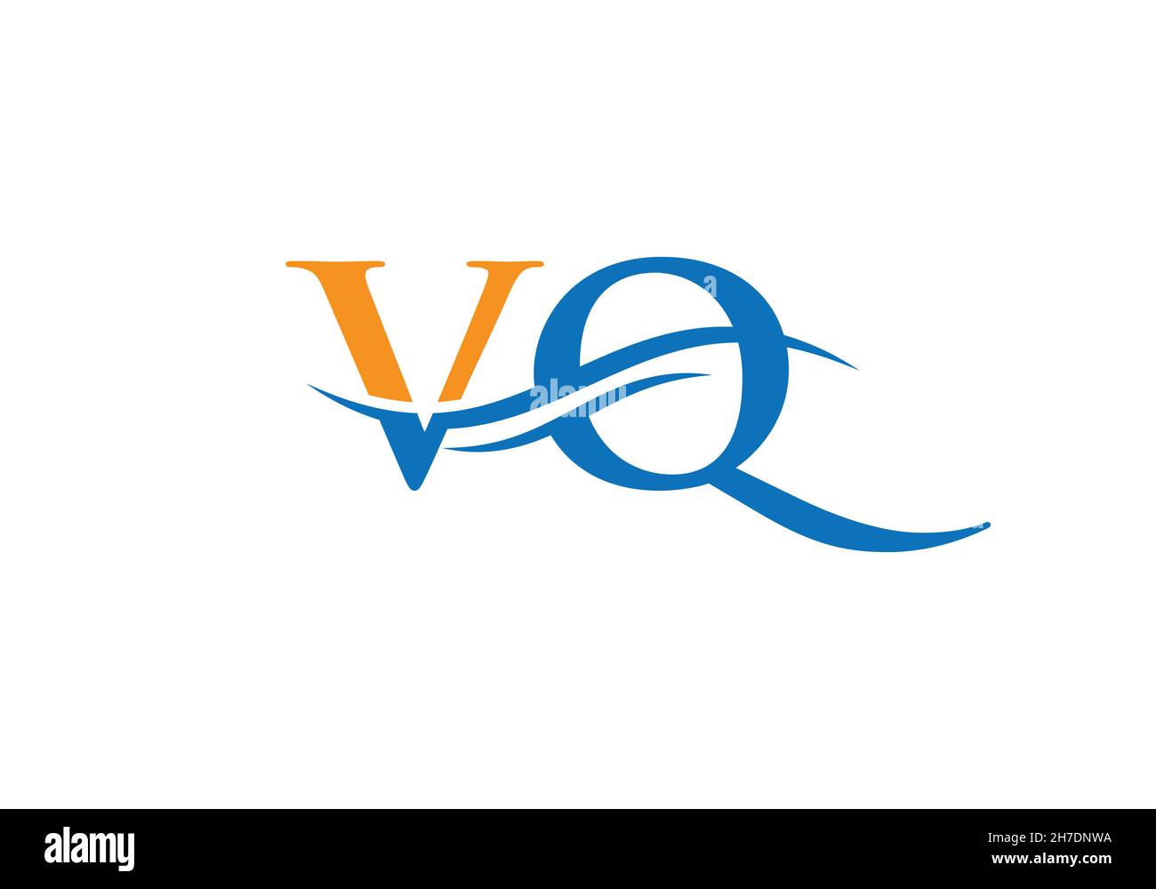 Swoosh Letter VQ Logo Design for business and company identity. Water Wave VQ Logo with modern ...