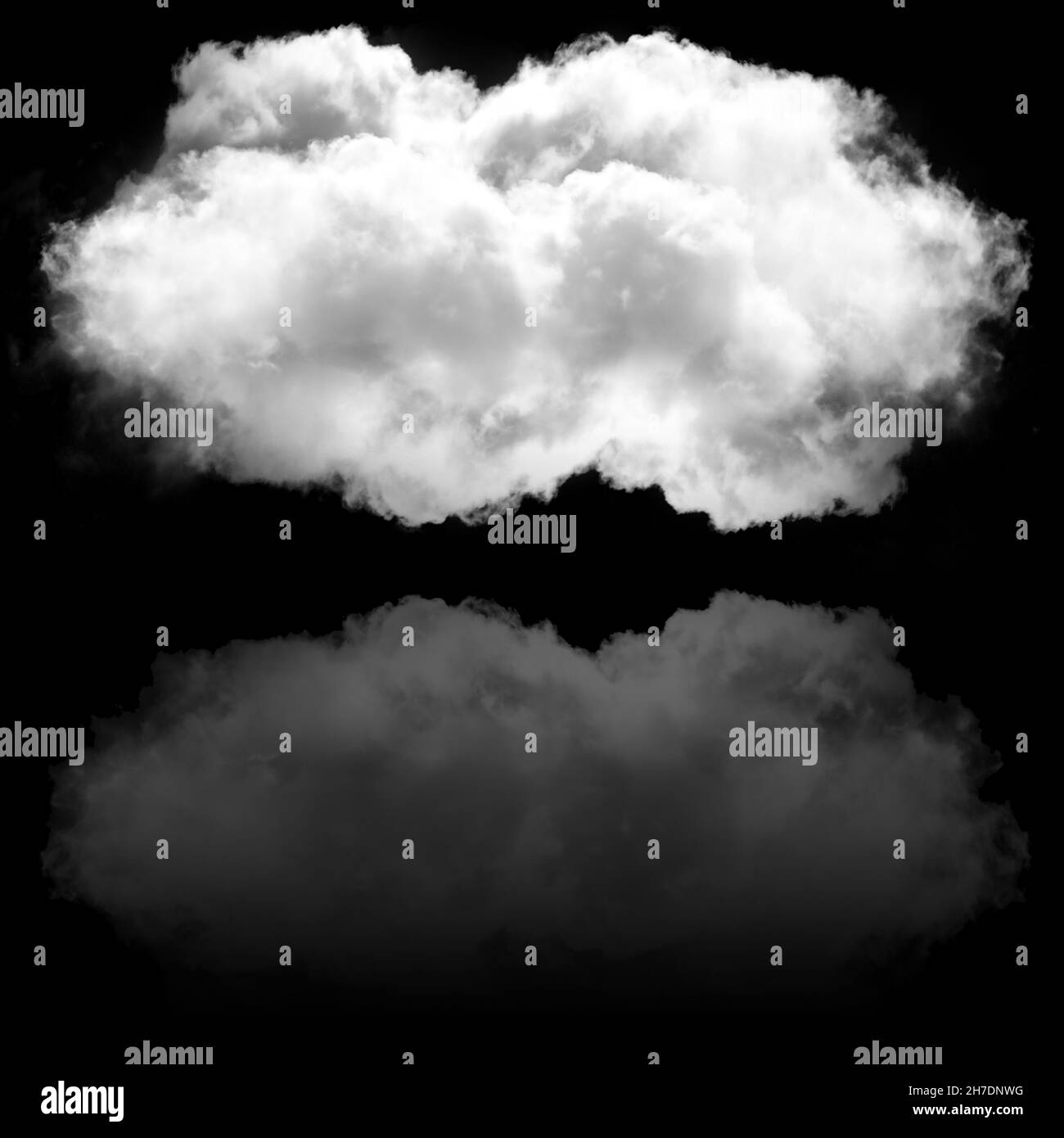 Single isolated cloud flying. White fluffy cloud with water reflection ...