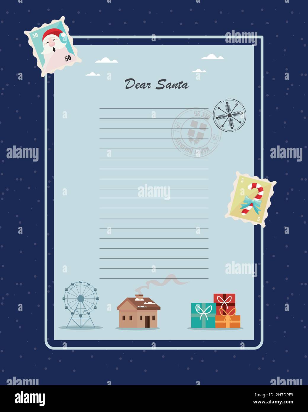 santa letter with stamps Stock Vector Image & Art - Alamy