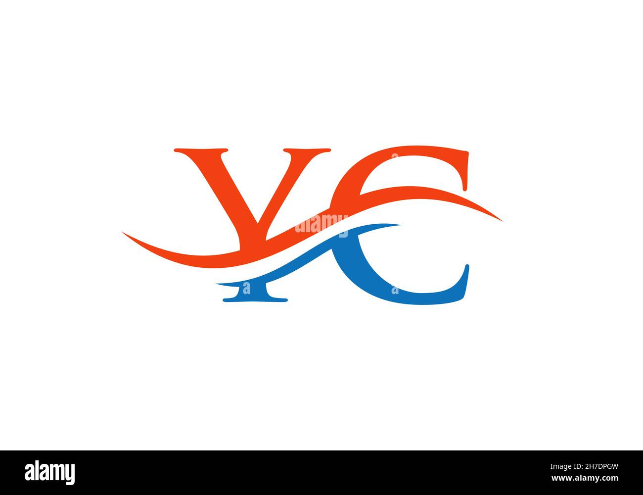 YC logo design. Initial YC letter logo vector. Swoosh letter YC logo ...