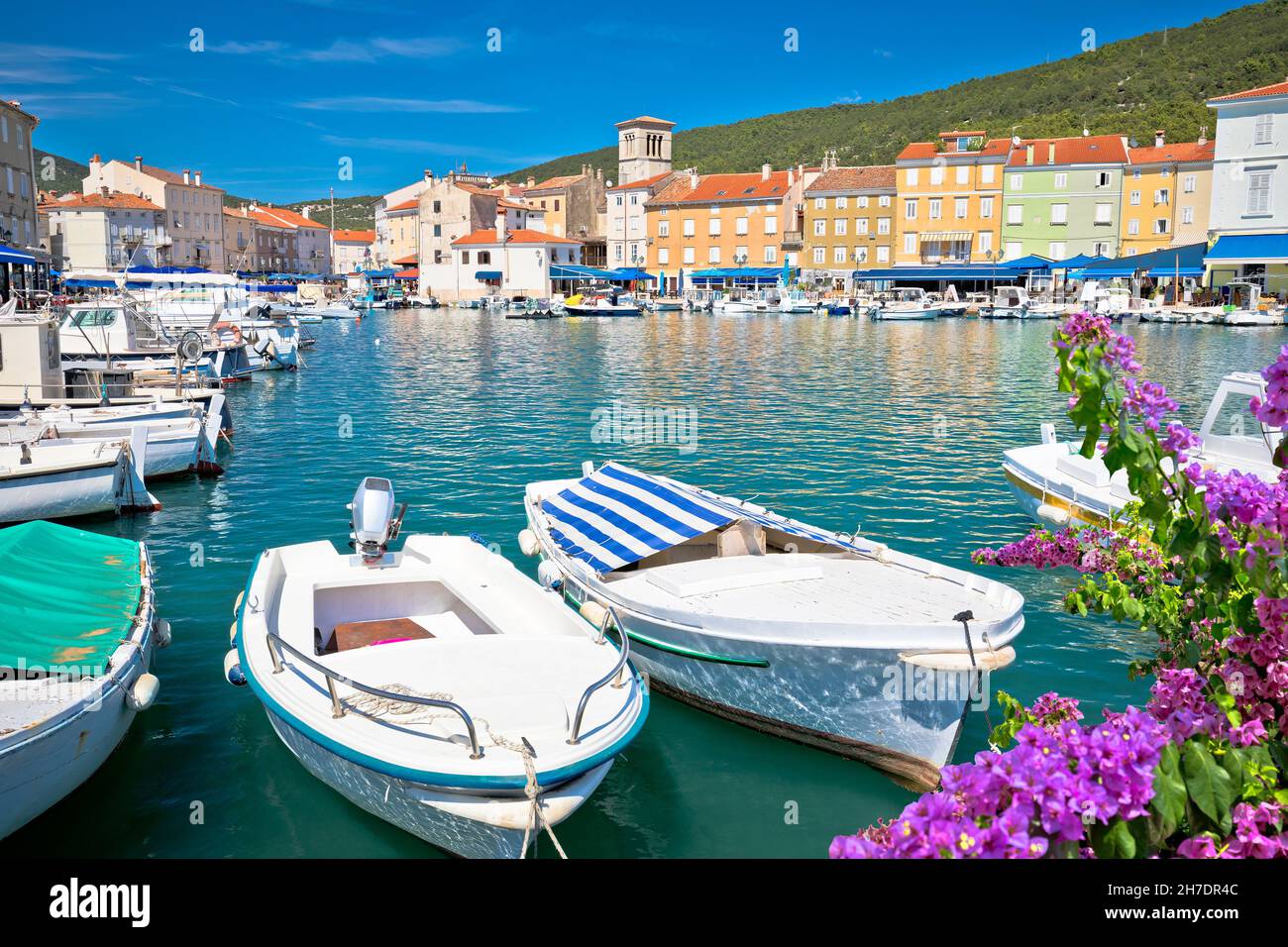 Cres. Colorful harbor and waterfront in town of Cres, Island of Cres ...