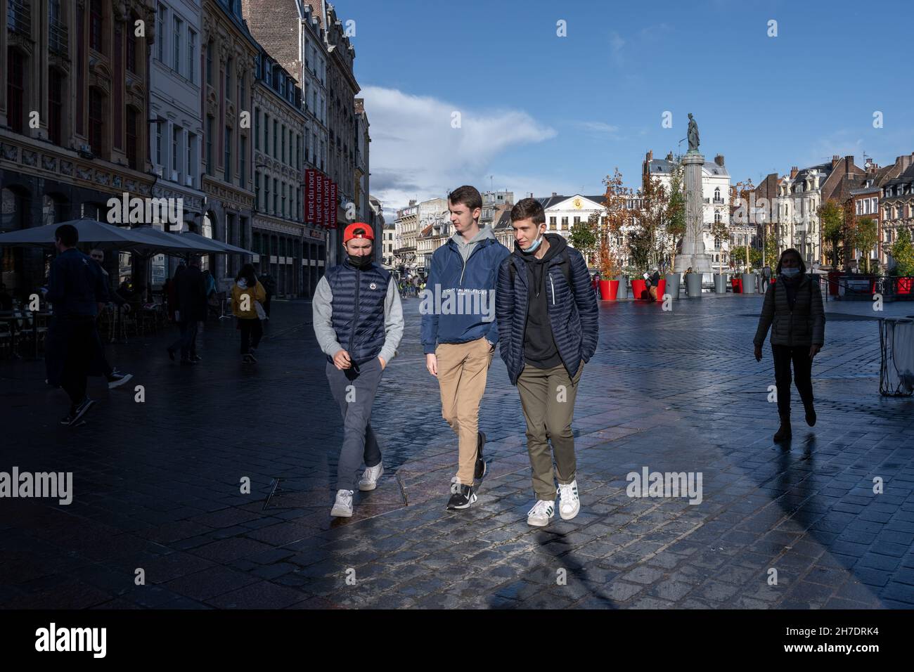 November 4, 2021 - Lille, France: People on the streets of the old town ...