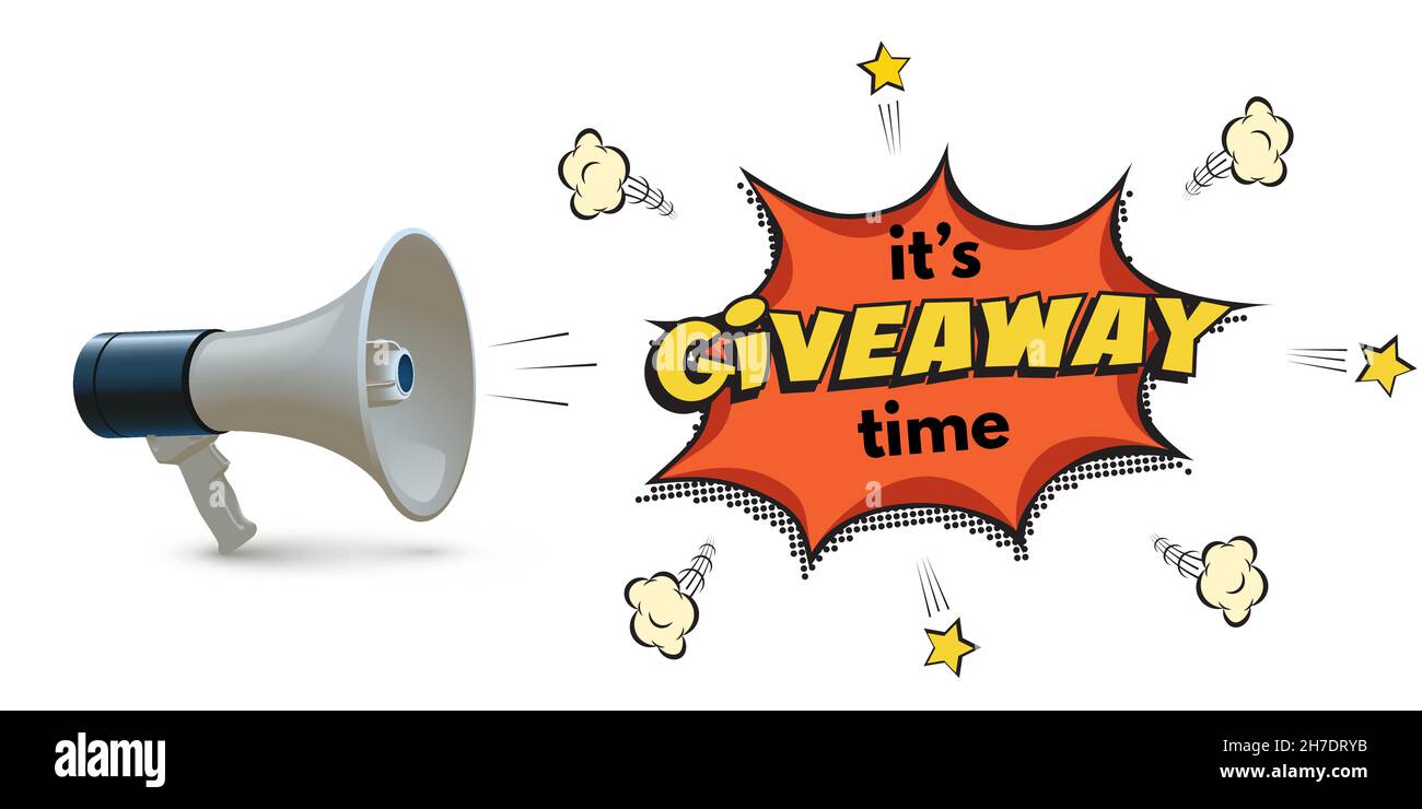 Megaphone with giveaway speech alert bubble vector illustration ...