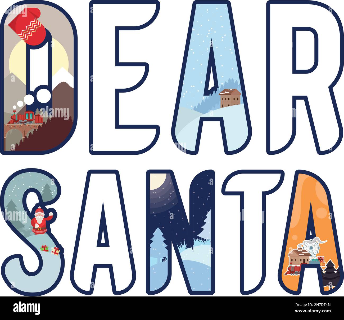 dear santa lettering Stock Vector Image & Art - Alamy