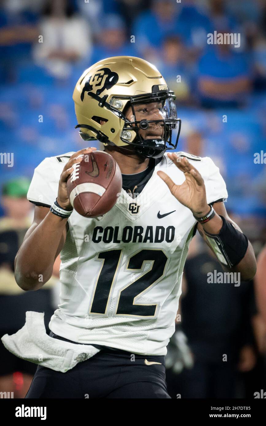 Colorado Buffaloes quarterback Brendon Lewis (12) rolls out to throw ...