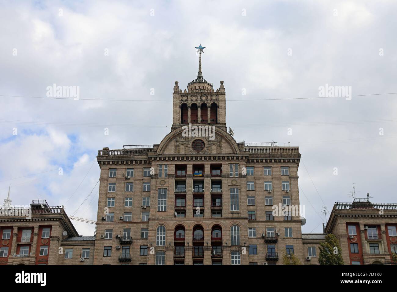 Star topped Stalinist building in Kyiv Stock Photo - Alamy