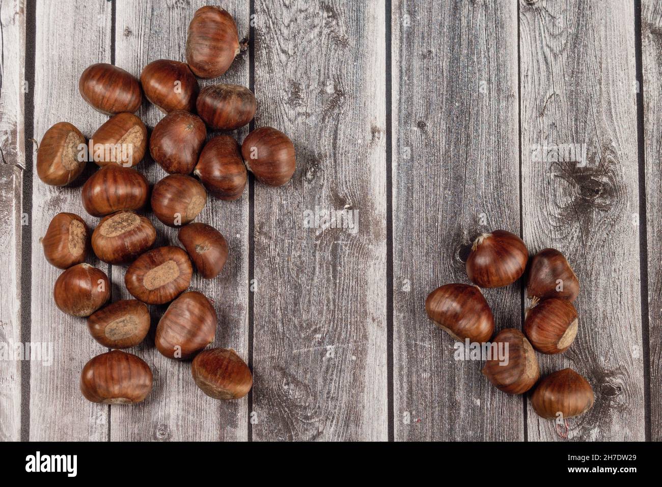 some raw chestnuts, marron (Castanea sativa), a classic autumn fruit ...