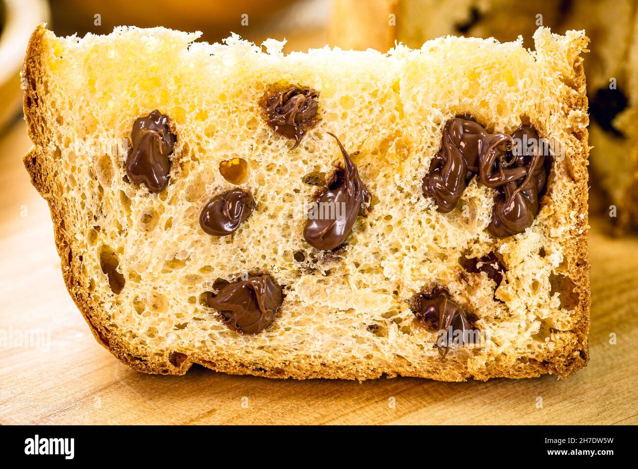 homemade panettone slice, with candied fruit, typical Christmas bread ...