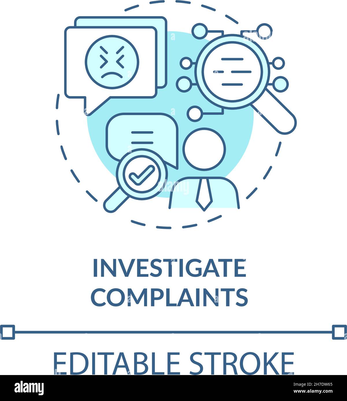 Investigate compaints blue concept icon Stock Vector Image & Art - Alamy