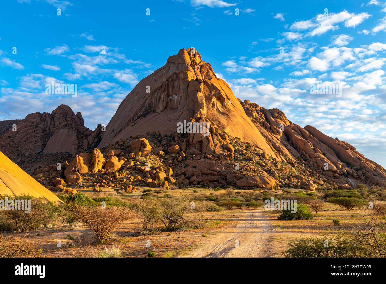 Early morning sunlight against granite rocks of Spitzkoppe Namibia ...