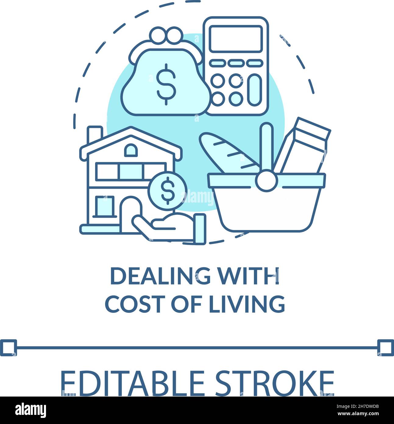 Dealing with cost of living blue concept icon Stock Vector Image & Art ...