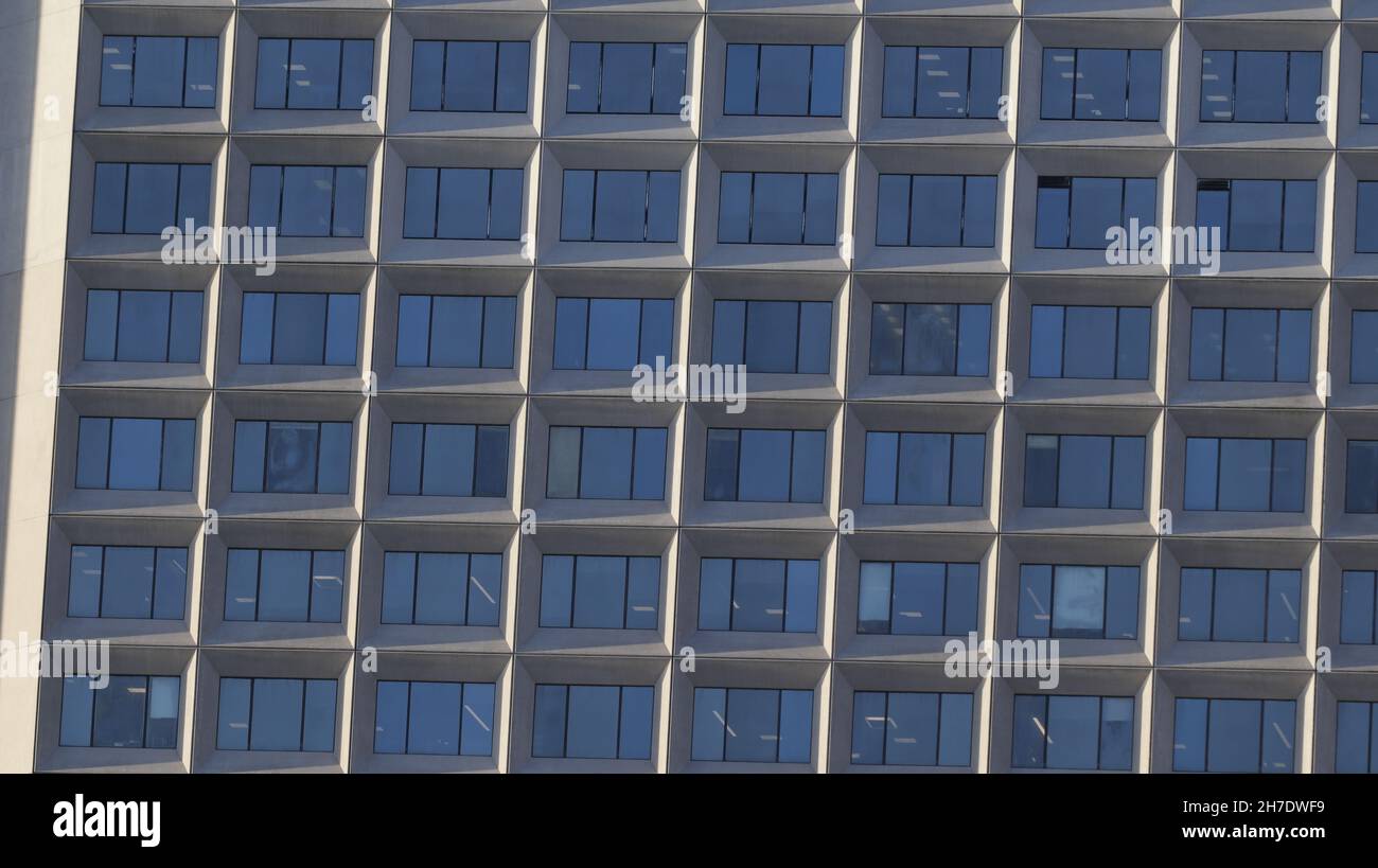 Facade of a highrise building with big windows - exterior Stock Photo ...