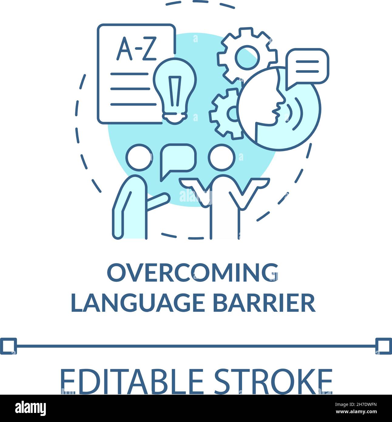 Overcoming language barrier blue concept icon Stock Vector Image & Art ...