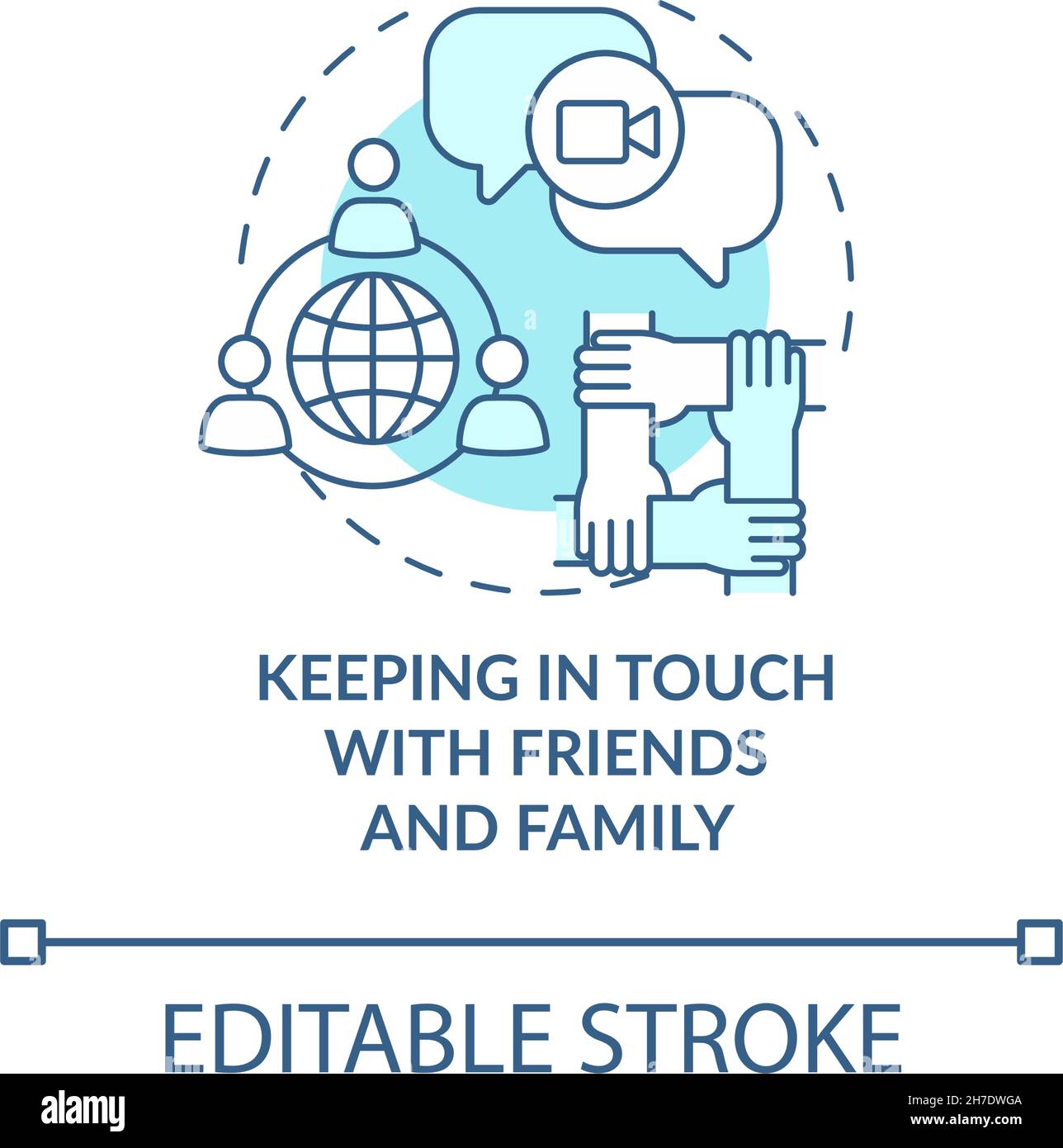 Keeping in touch with friends and family blue concept icon Stock Vector ...