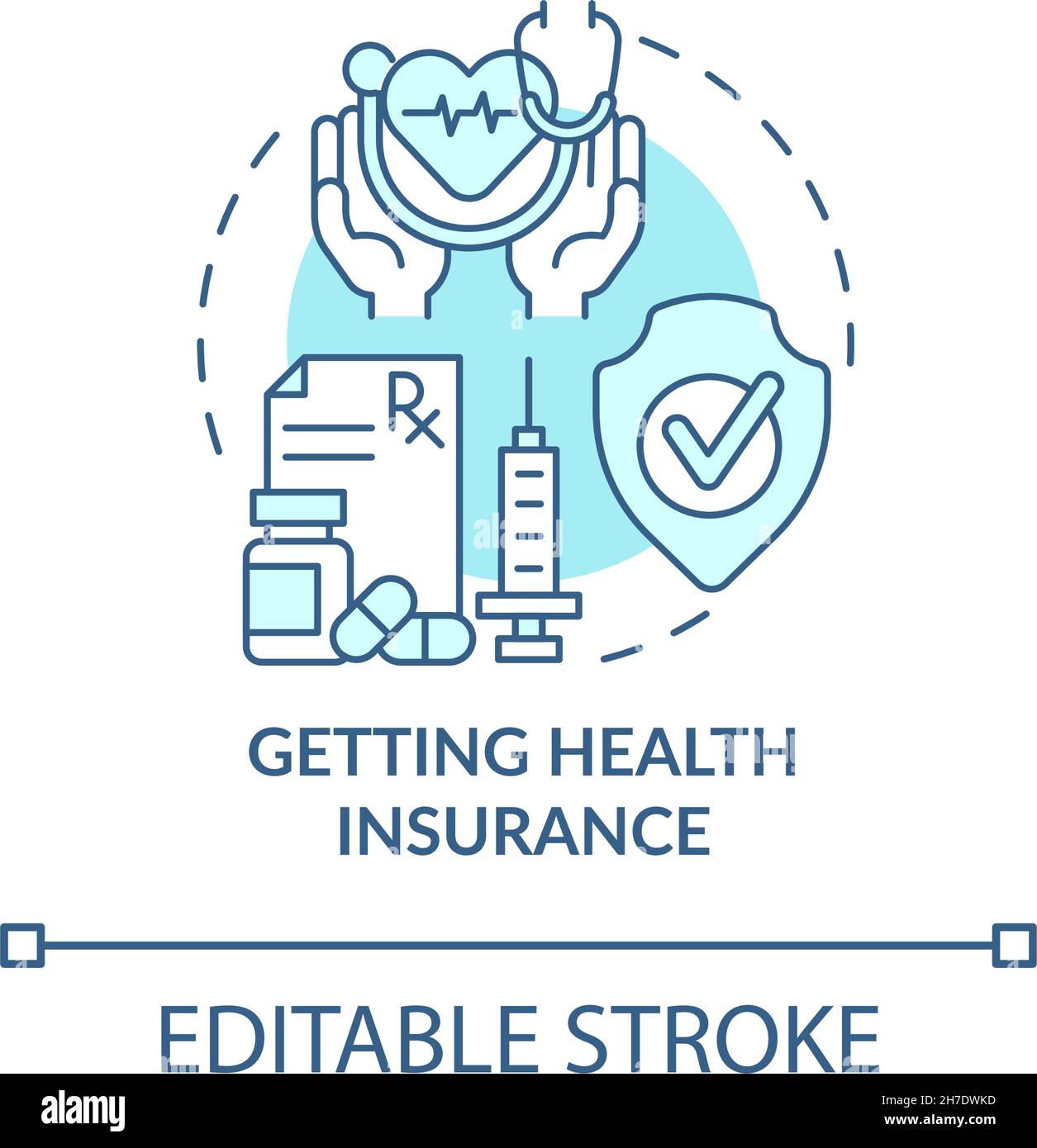 Getting health insurance blue concept icon Stock Vector Image & Art - Alamy
